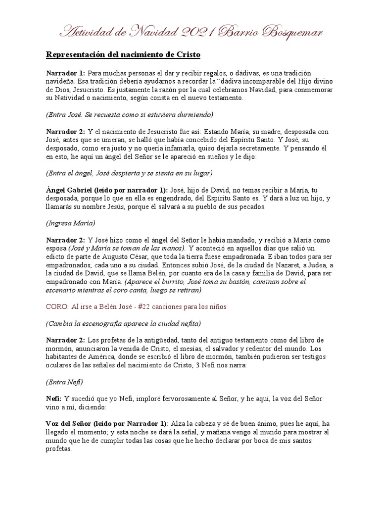 Representacion de La Natividad | PDF | María, madre de Jesús | San José