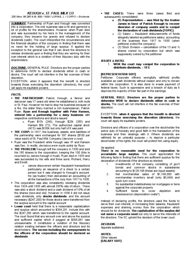 120 Keough V St. Paul Milk Co | PDF | Dividend | Stocks