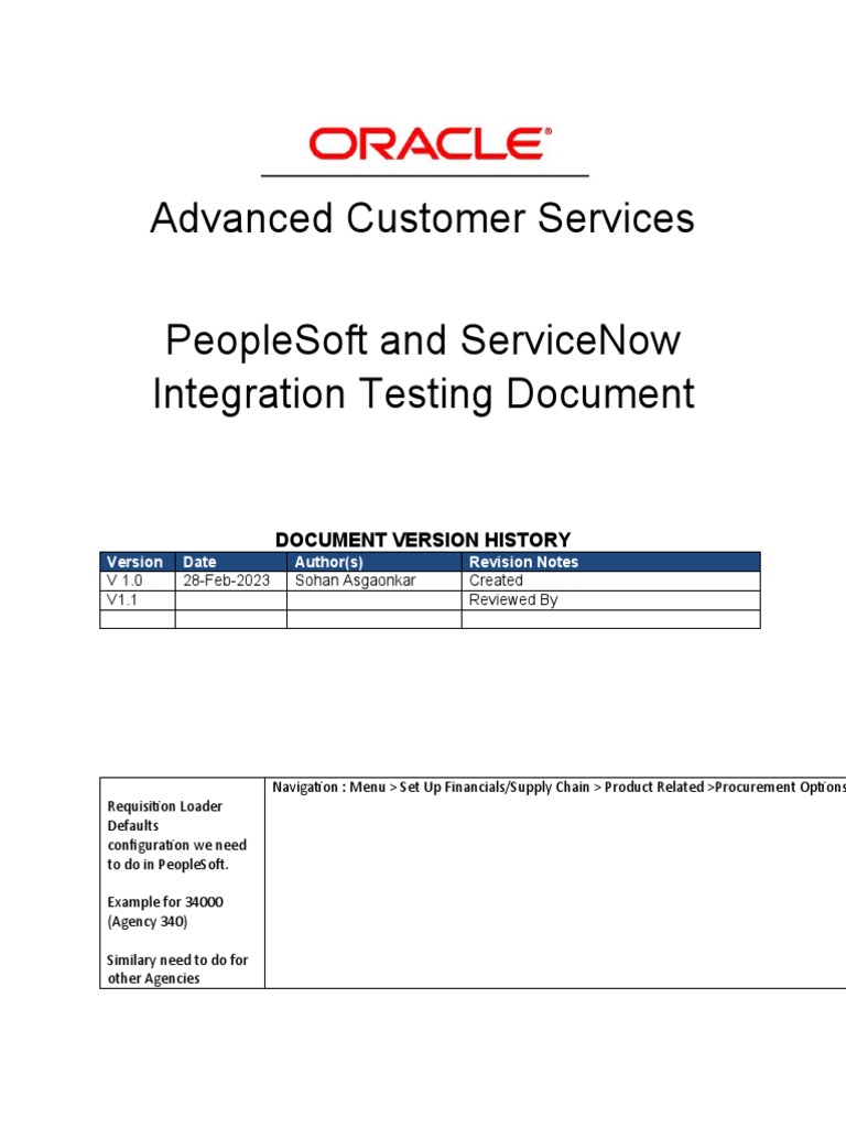 ServiceNow To PeopleSoft Integration Testing - V1 | PDF | Software ...