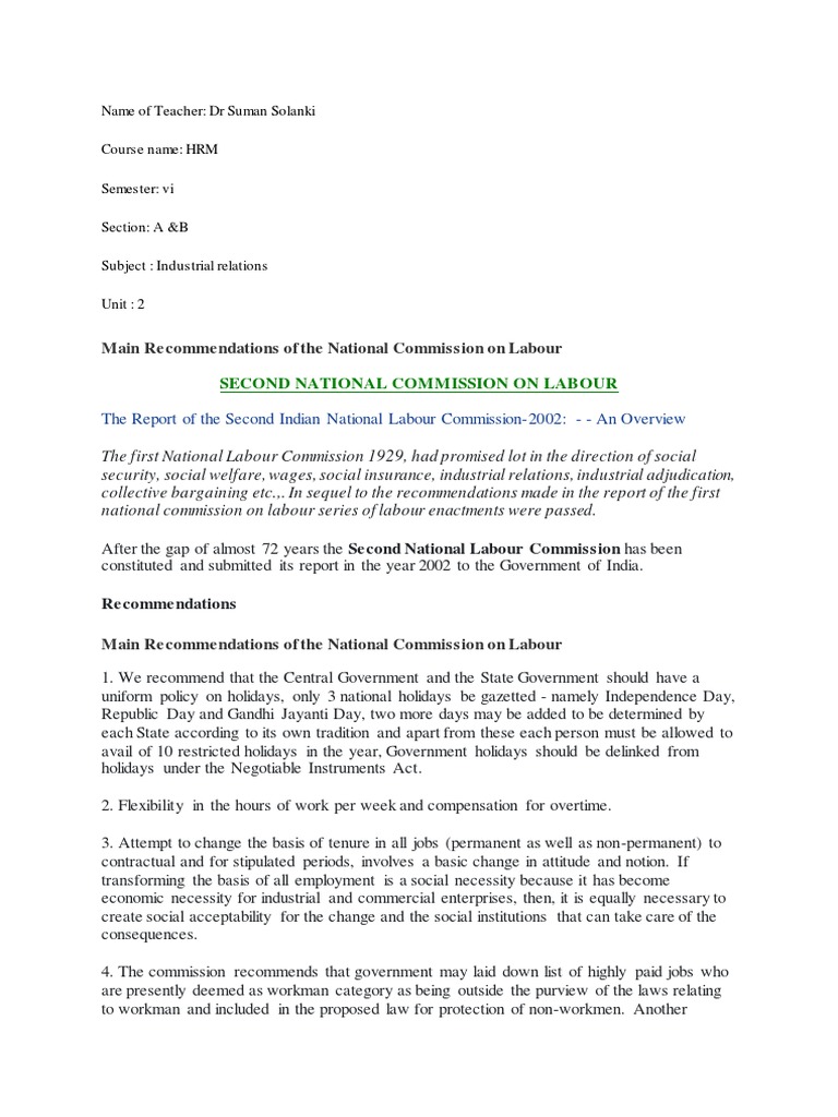 2nd NLC Report | PDF | Employment | Labour Law