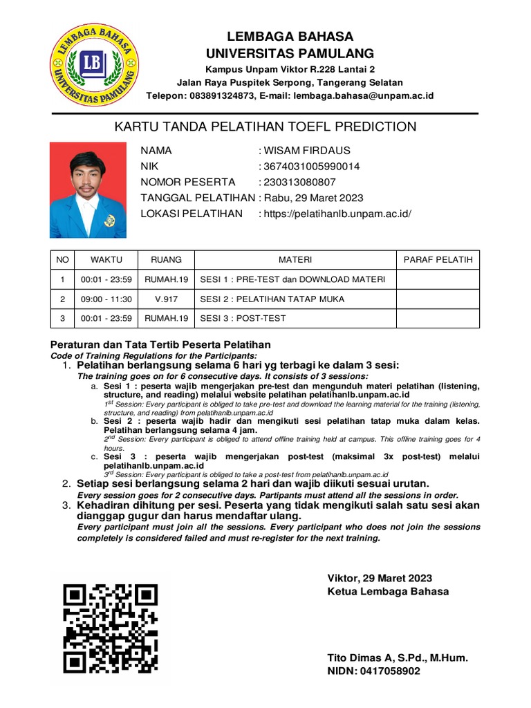 TOEFL Training Schedule & Rules | PDF
