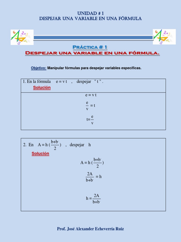 Práctica 01 Despejar Una Variable | PDF | Ajedrez