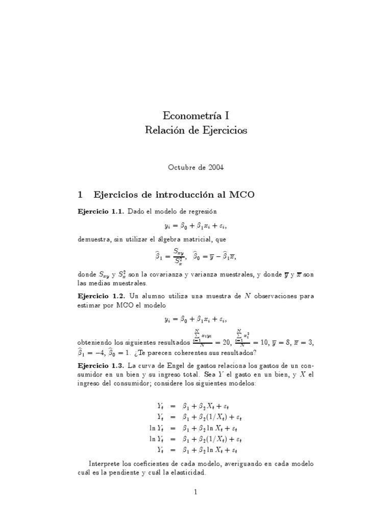 Ejercicios Introduccion Al Mco | PDF | Estimador | Multicolinealidad