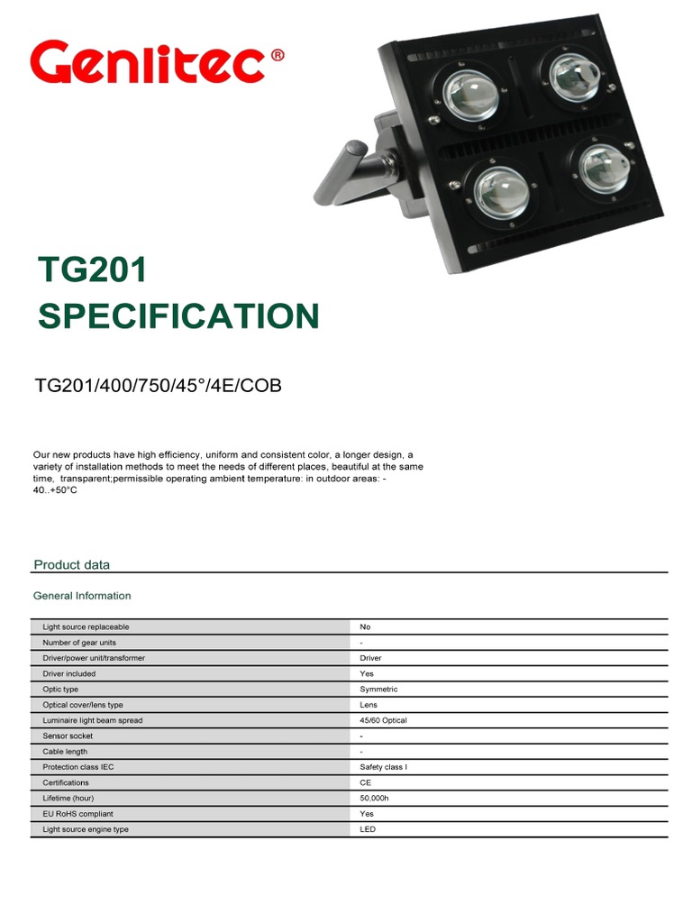 TG201-400W COB 文档 | PDF