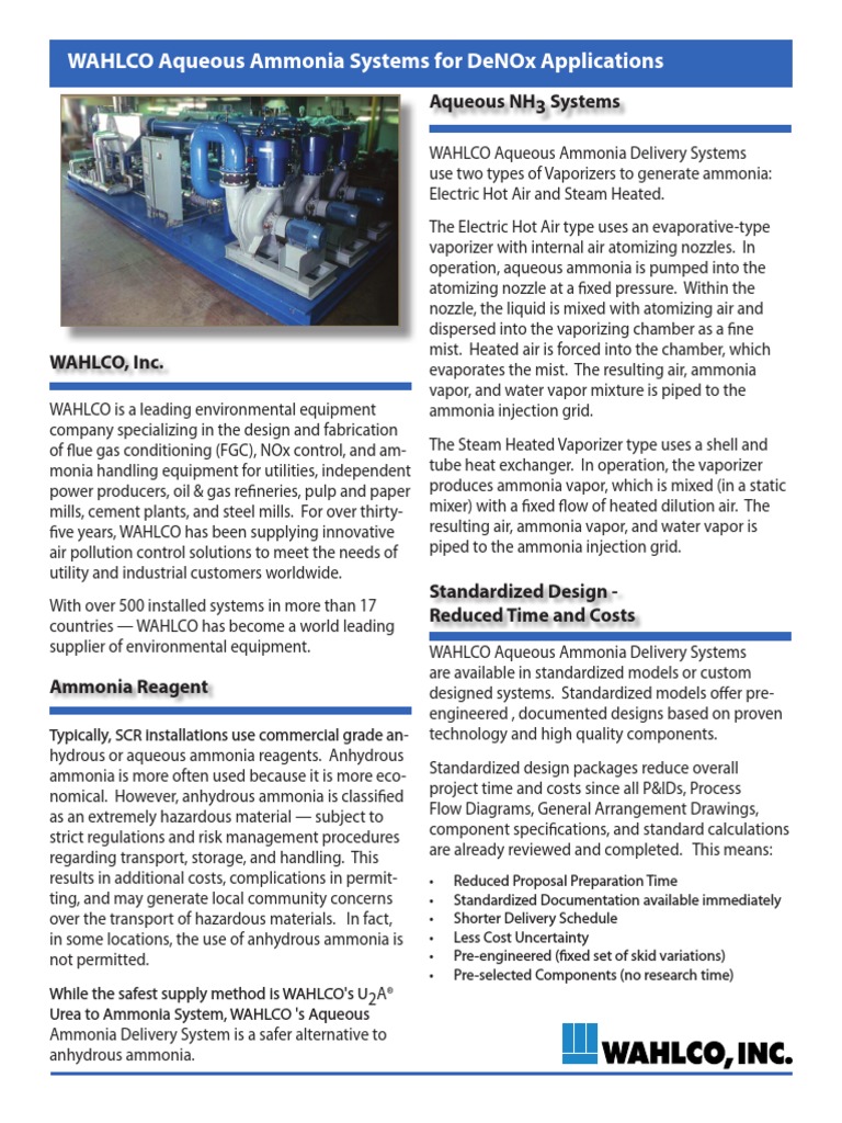 Wahlco Aqueous Ammonia Systems For Denox Applications | PDF ...