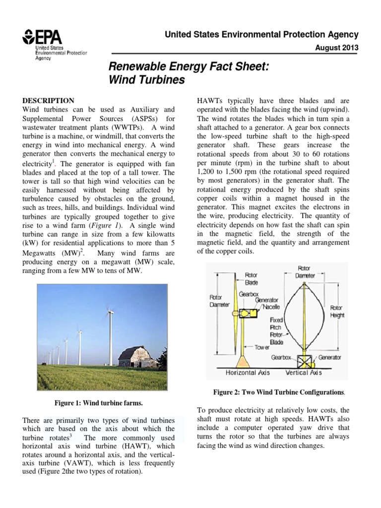 Wind Turbines Fact Sheet P100il8k | Download Free PDF | Wind Turbine | Wind Power