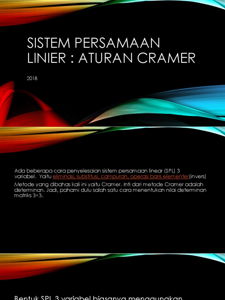 Metode Cramer untuk SPL Tiga Variabel | PDF | Metode & Bahan Ajar
