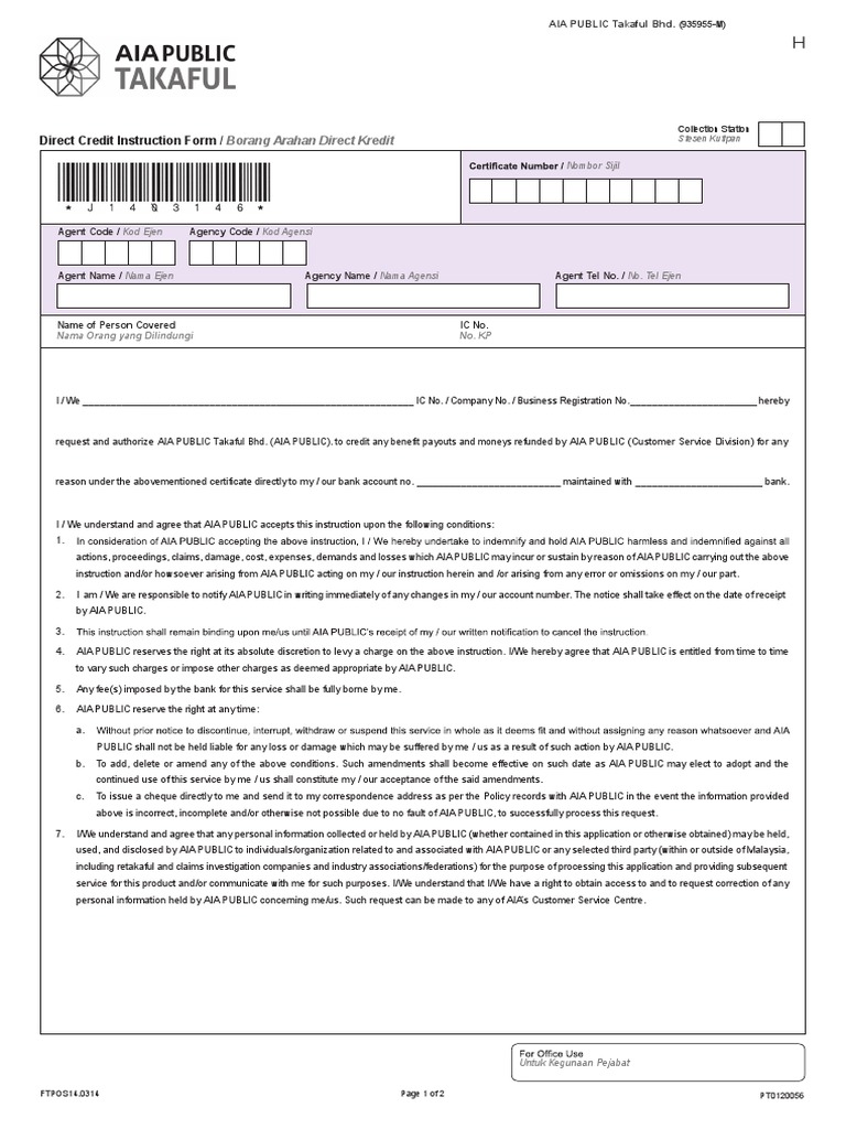Direct Credit Authorization Form | PDF | Financial Economics | Money