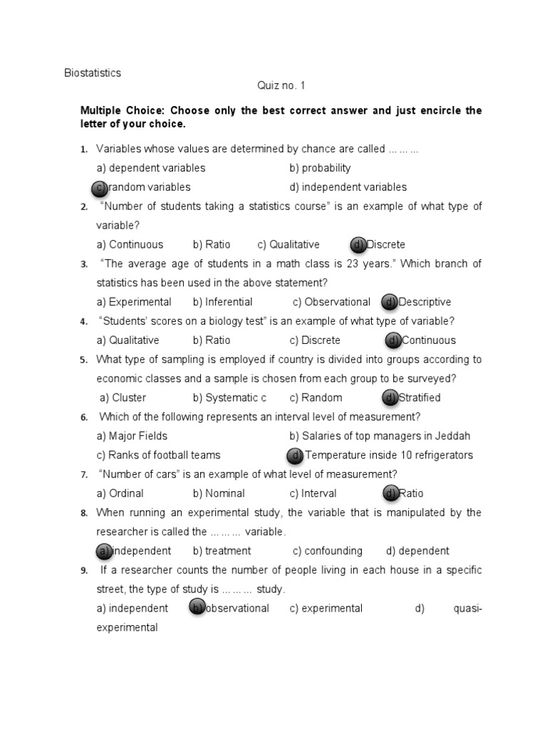 Multiple Choice: Choose Only The Best Correct Answer and Just Encircle ...