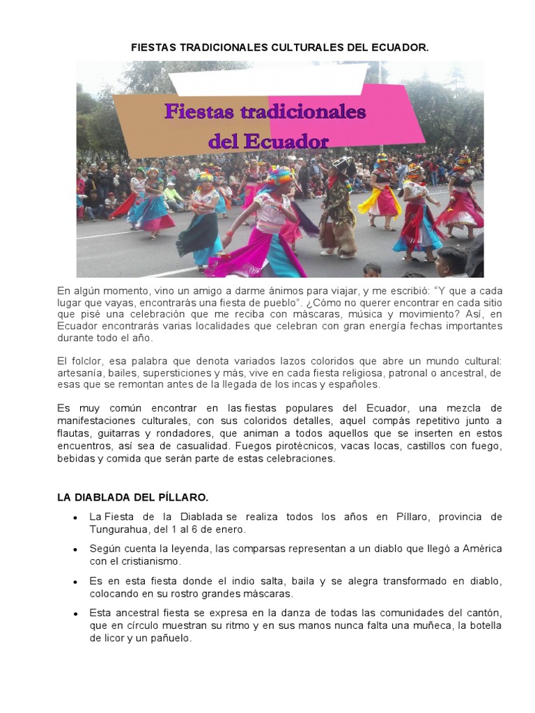 Fiestas Tradicionales Culturales Del Ecuador | PDF | Carnaval