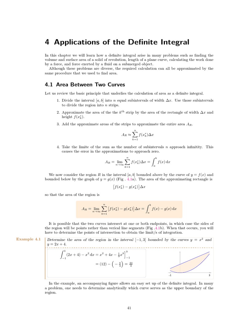 4 Applications of The Definite Integral: 4.1 Area Between Two Curves | PDF | Area | Integral
