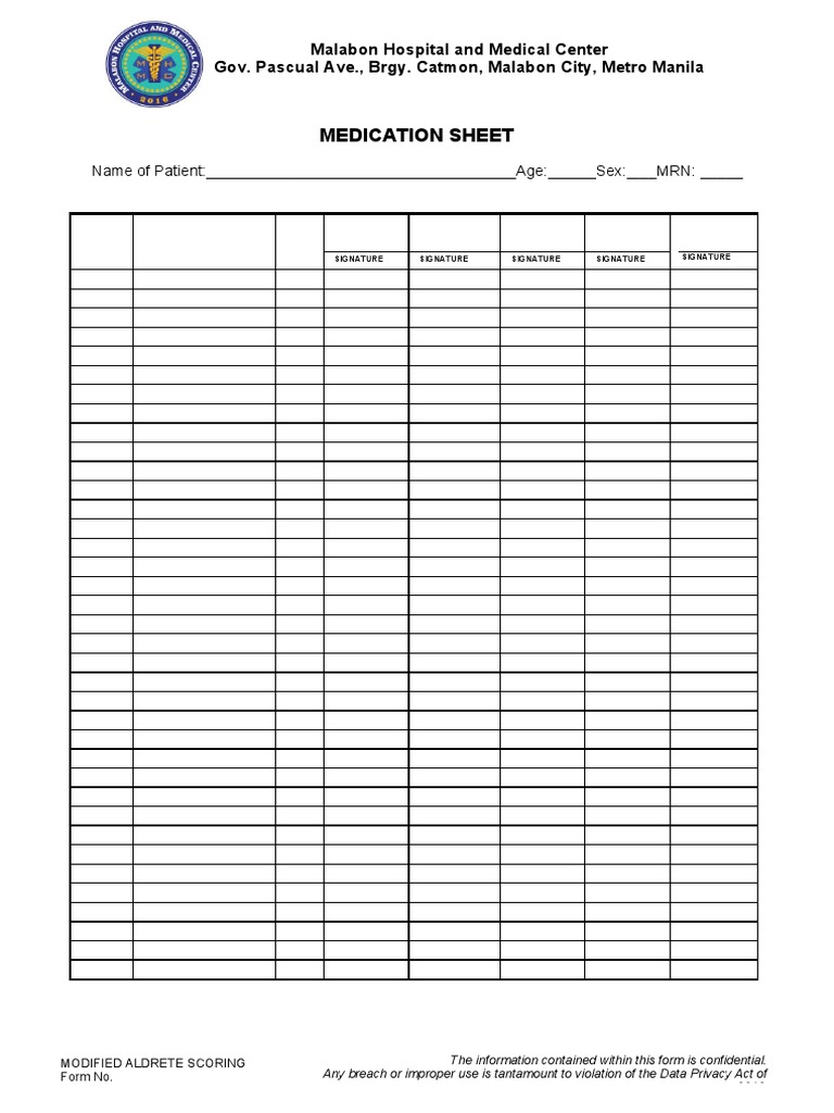 Modified Aldrete Scoring Form | PDF