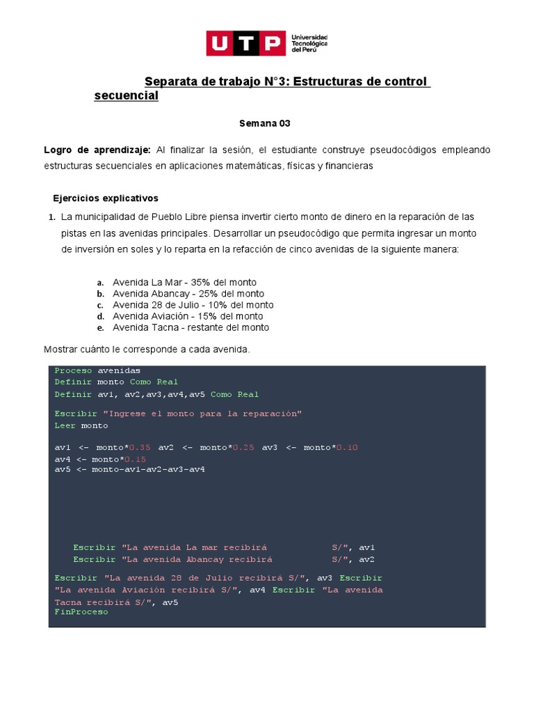 S03.s1 - Estructuras de Control | PDF | Algoritmos | Matemáticas Aplicadas