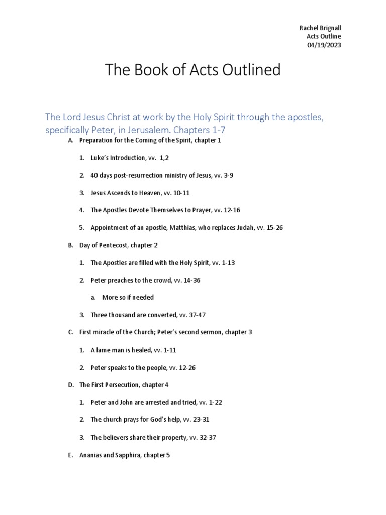The Spread of Christianity: An Outline of Key Events in the Book of ...