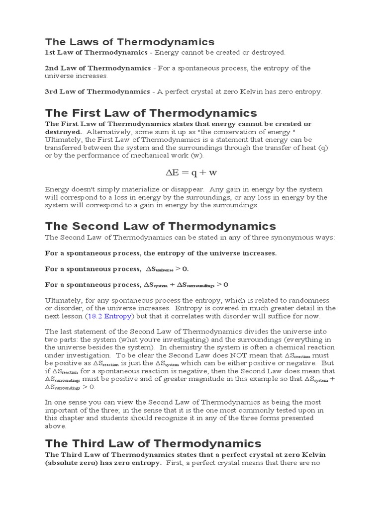 Overview of Thermodynamics Laws | PDF | Entropy | Laws Of Thermodynamics