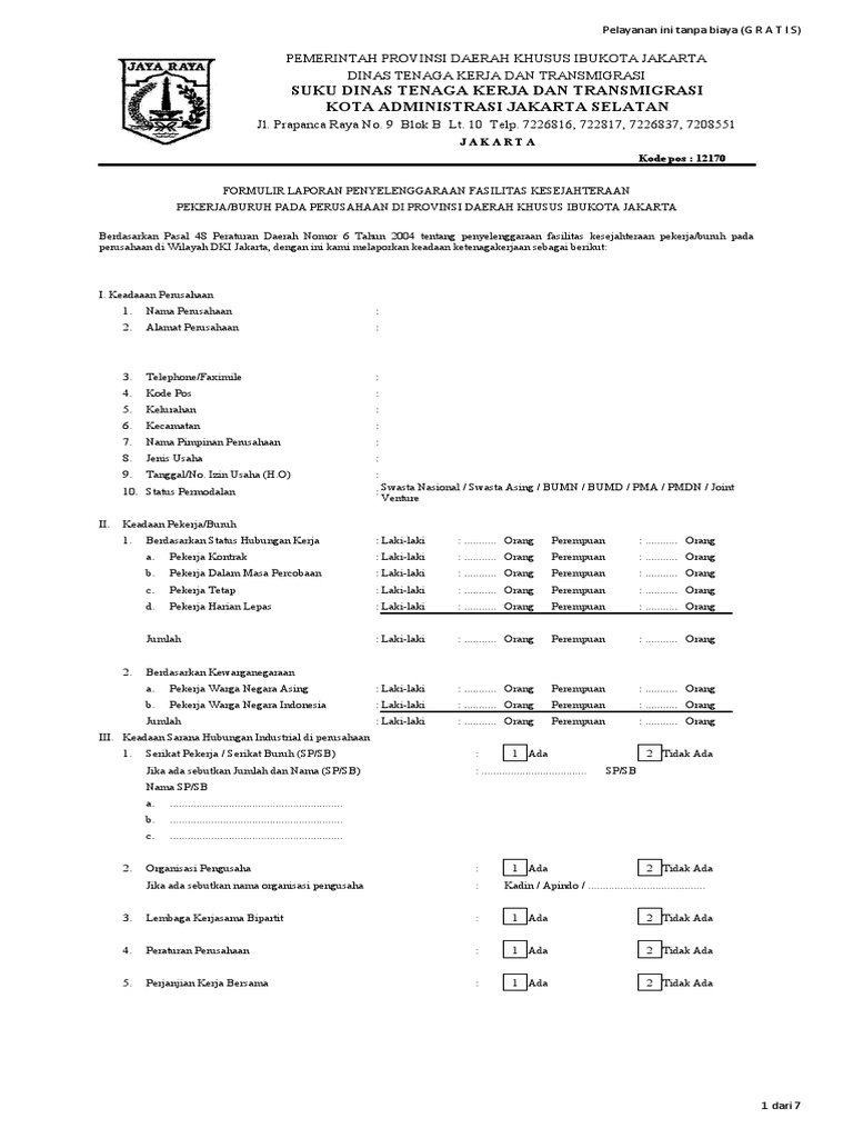 WLP Form Kosong (PERDA NO.6) DOWNLOAD TH 2023 | PDF