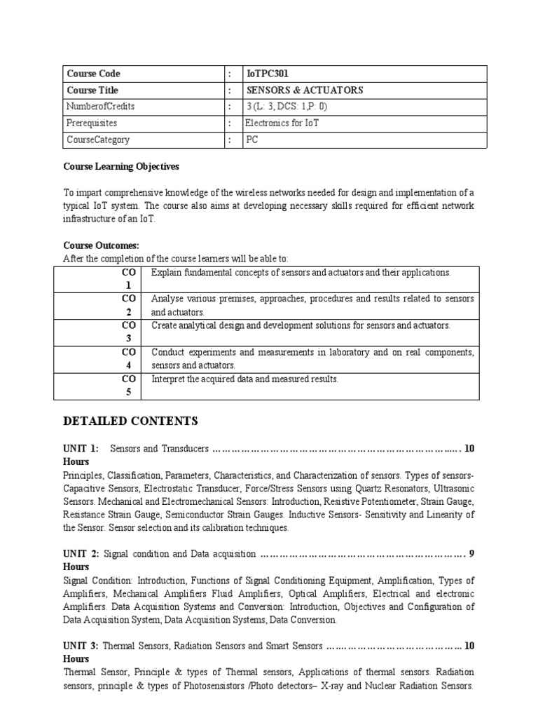 Draft Sensor & Actuator With PRACTICAL LIST | PDF | Actuator | Sensor