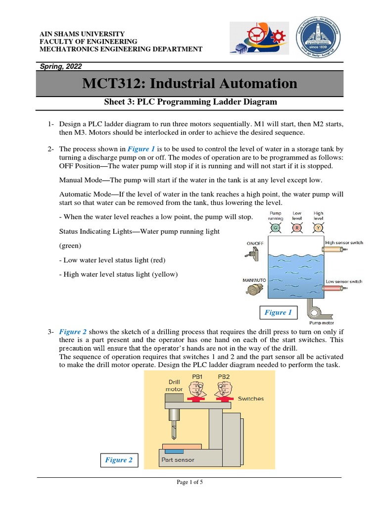 Sheet 3 - PLC Programming Ladder Diagrams | PDF | Switch | Programmable ...