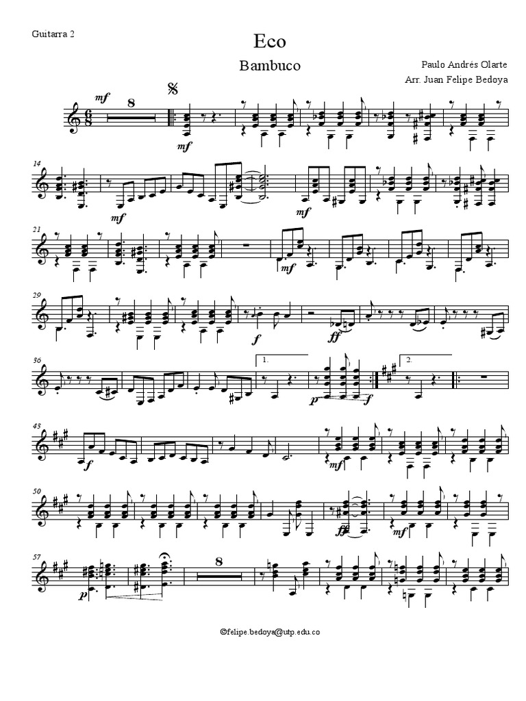 Bambuco: Guitarra 2 | PDF