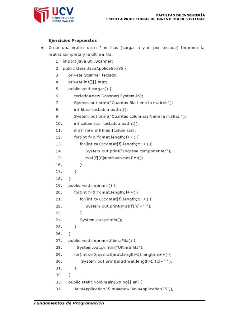 Ejercicios de Matrices en Java | PDF | C ++ | Programación de computadoras