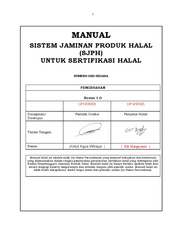 Form 7. Manual SJPH Bumdes Giri | PDF