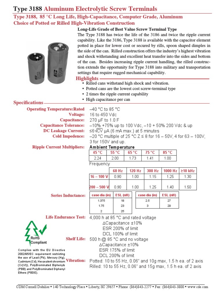 3188 High Capacitance Long Life | PDF | Capacitor | Materials Science