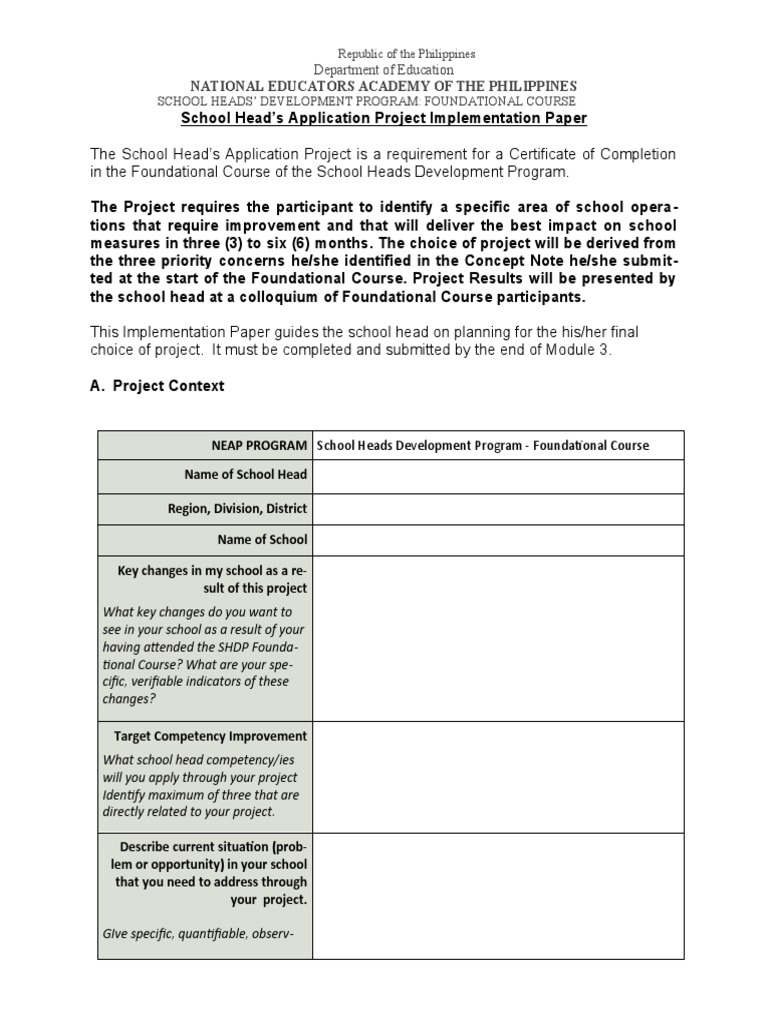 SHDP Foundation Course Application Project Plan | PDF