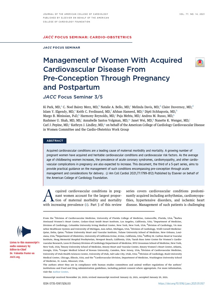 Management Of Women With Acquired Cardiovascular Disease From Pre