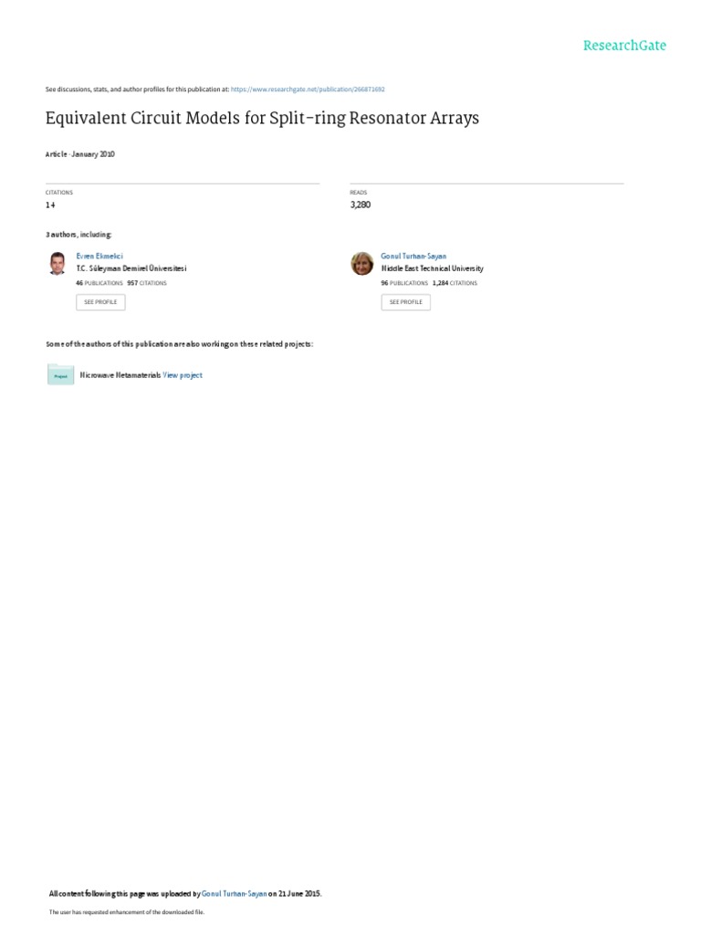 Equivalent Circuit Models For Split-Ring Resonator | PDF | Metamaterial | Applied And ...