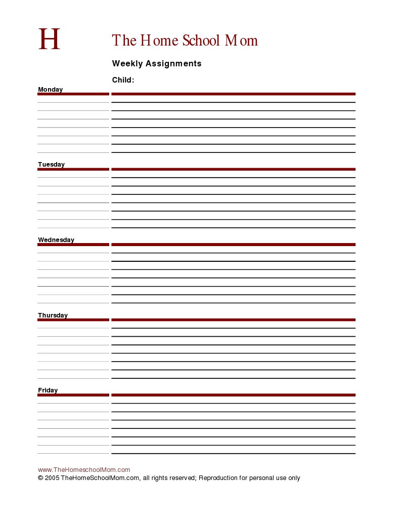 Weekly Homeschool Assignments Guide | PDF