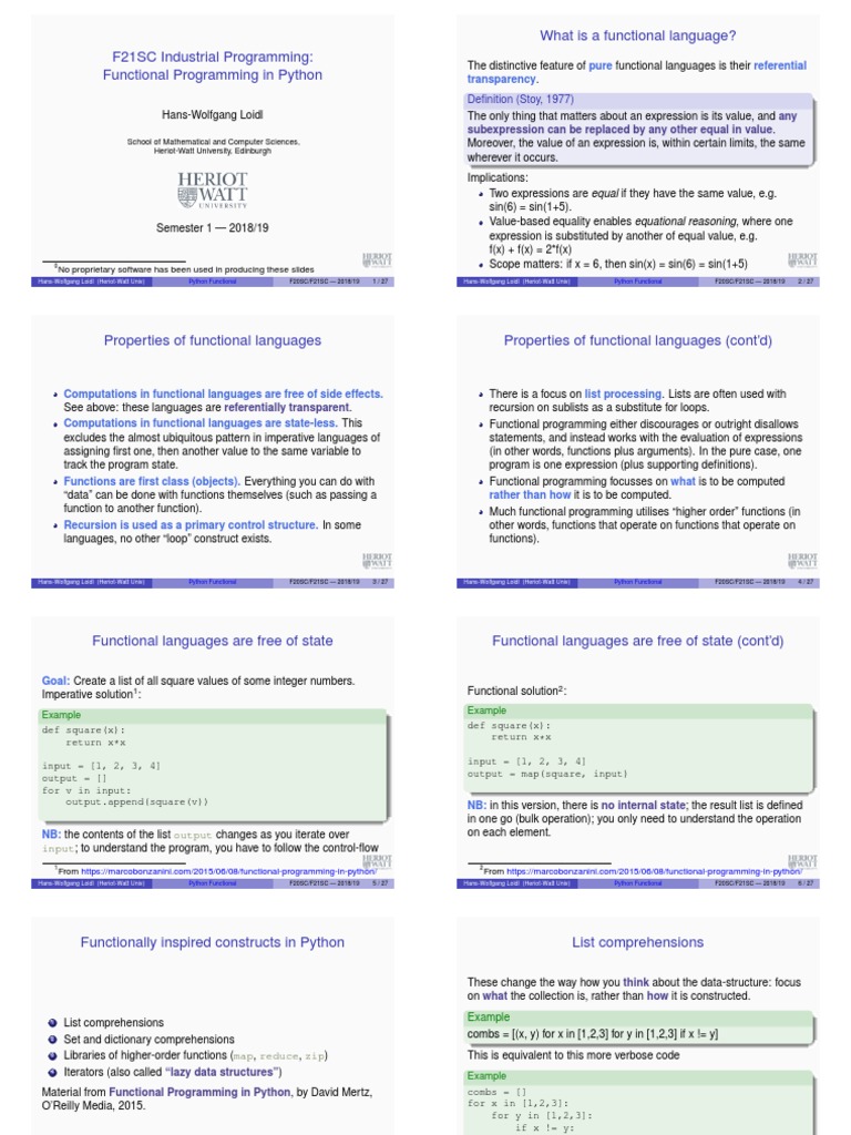 Python FP (Slides) (2018 Loidll) | PDF | Functional Programming ... Python FP (Slides) (2018 Loidll) | PDF | Functional Programming ...