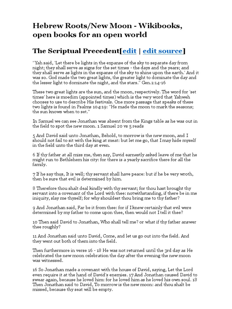 Hebrew Roots - New Moon - Wikibooks, Open Books For An Open World | PDF ...