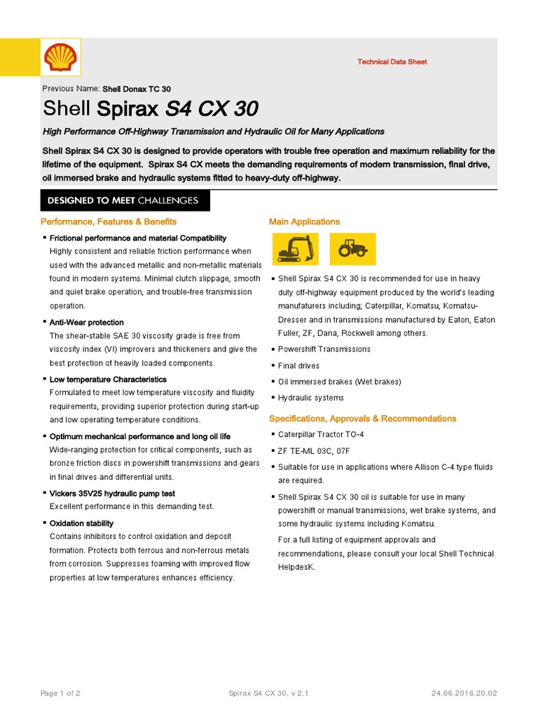 Shell Spirax S4 CX 30 Technical Data | PDF | Clutch | Viscosity