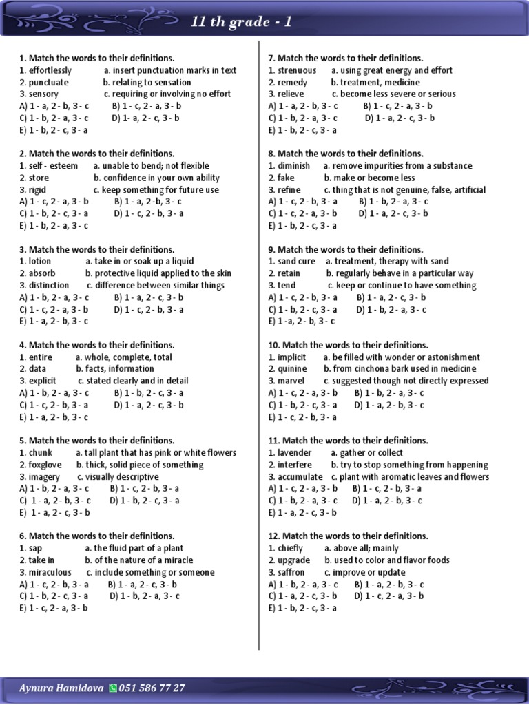 11 Grade WORD DEFINITION-1 | PDF | Cognitive Science | Psychology