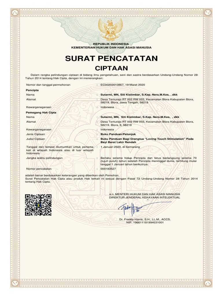 Surat Pencatatan: Ciptaan | PDF