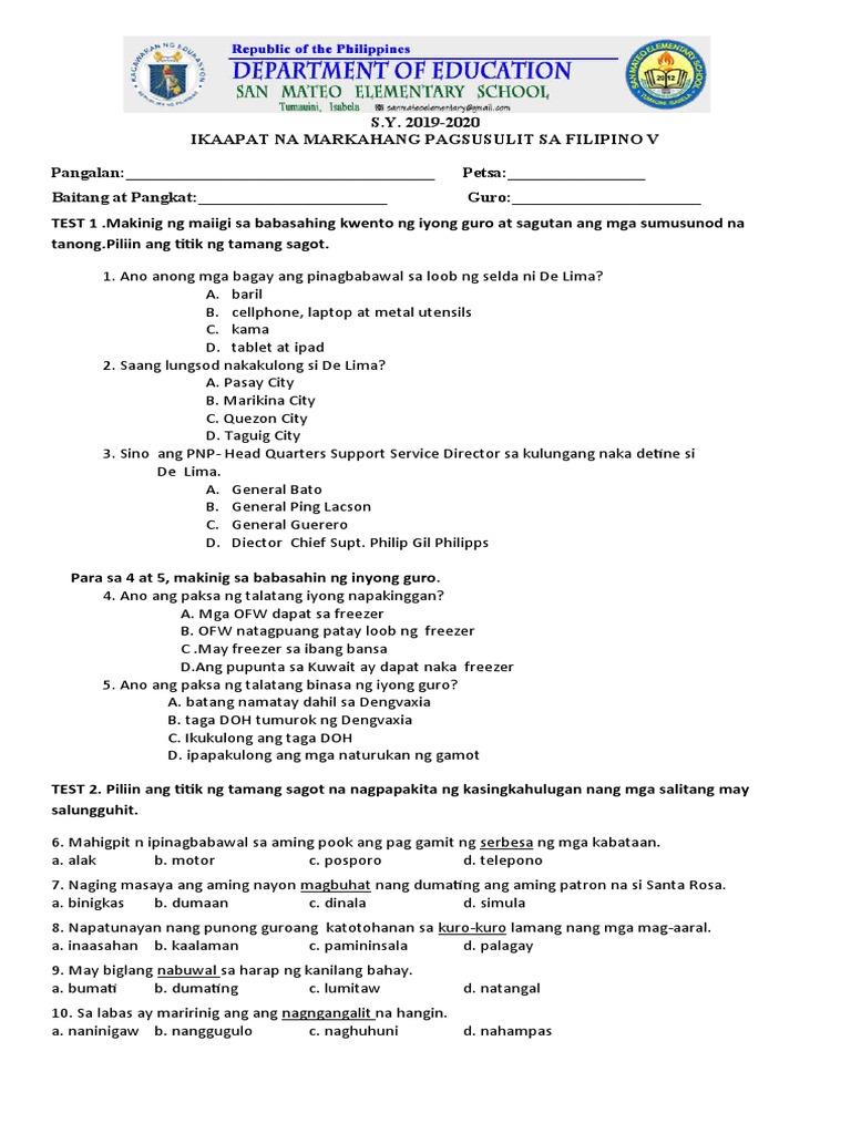 4Q Filipino2020 | PDF