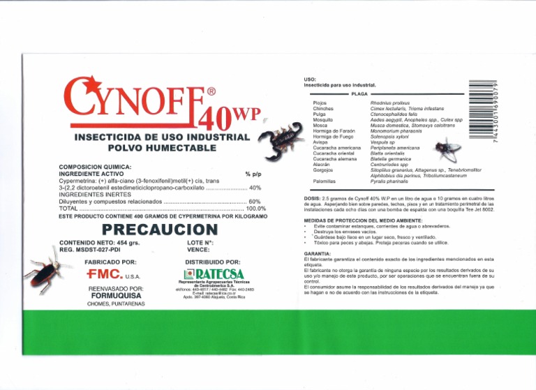 Etiqueta Cynoff 40 WP | PDF | Salud y bienestar | Ciencia y matemáticas