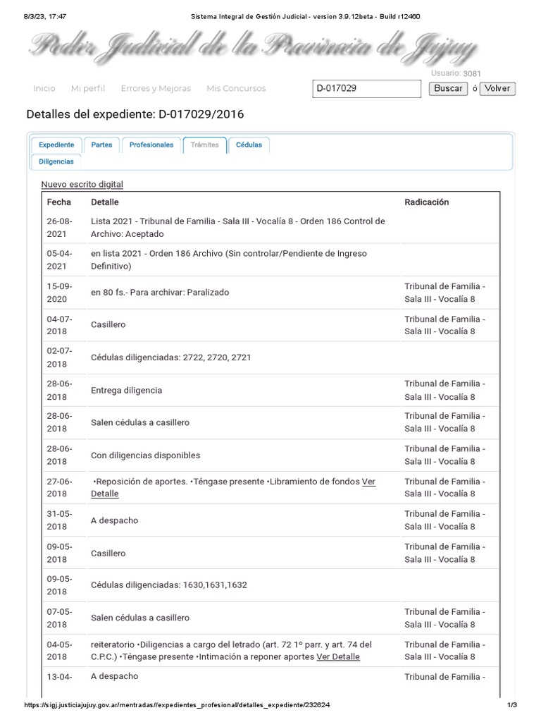Sistema Integral de Gestión Judicial - version 3.9.12beta - Build r12460 | PDF | Justicia ...