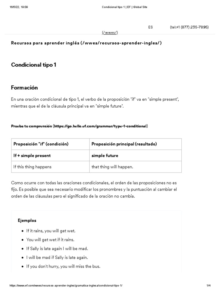 Condicional Tipo 1 - EF - Global Site | PDF | Gramática | Semántica