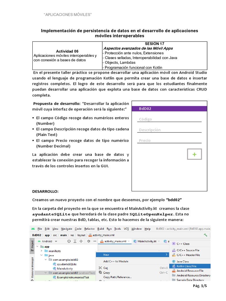 Movil App - Persistencia de Datos | PDF | Software de la aplicacion ...