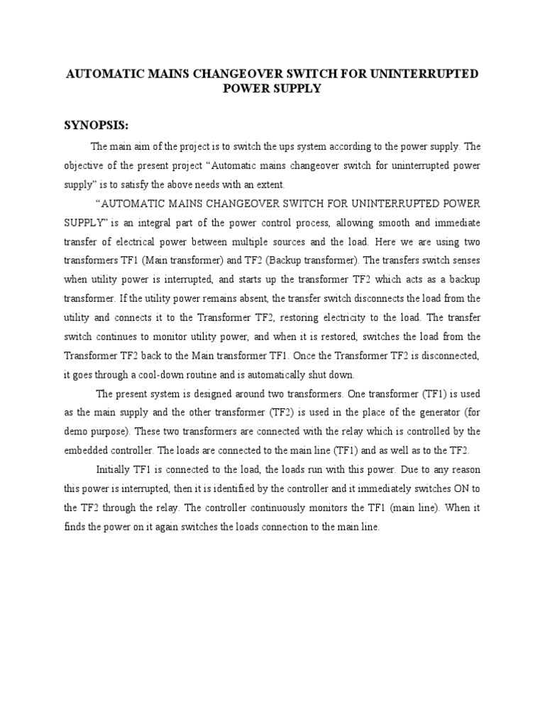 13.automatic Mains Changeover Switch For Uninterrupted Power Supply ...