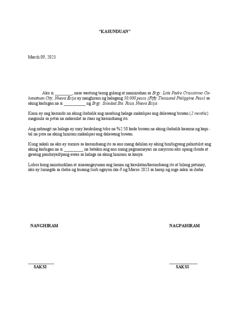 Kasunduan Utang | PDF