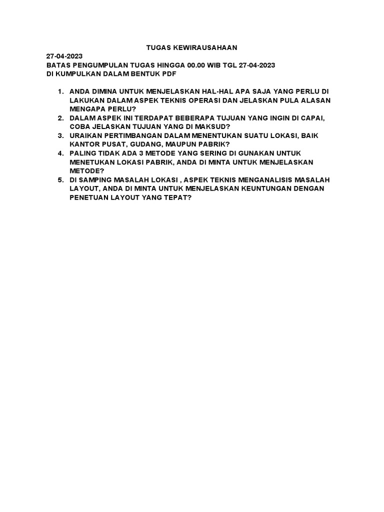 Tugas Kewirausahaan | PDF