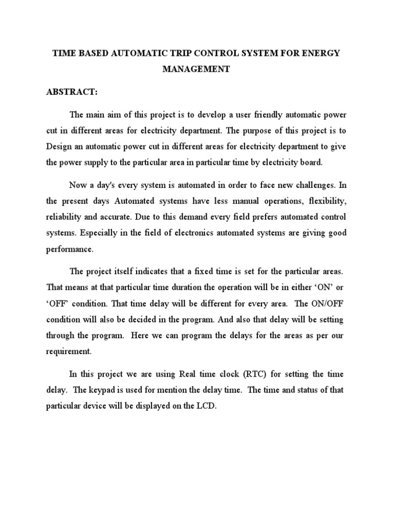 19.time Based Automatic Trip Control System For Energy Management | PDF