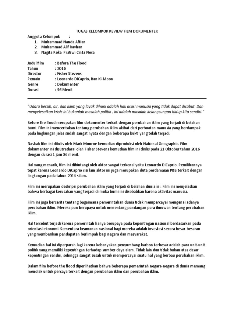 Tugas Kelompok Review Film Dokumenter | PDF