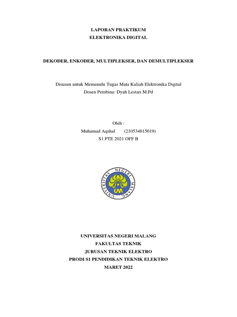 Laporan Praktikum Encoder, Decoder, Multiplexer, Demultiplexer | PDF | Metode & Bahan Ajar ...
