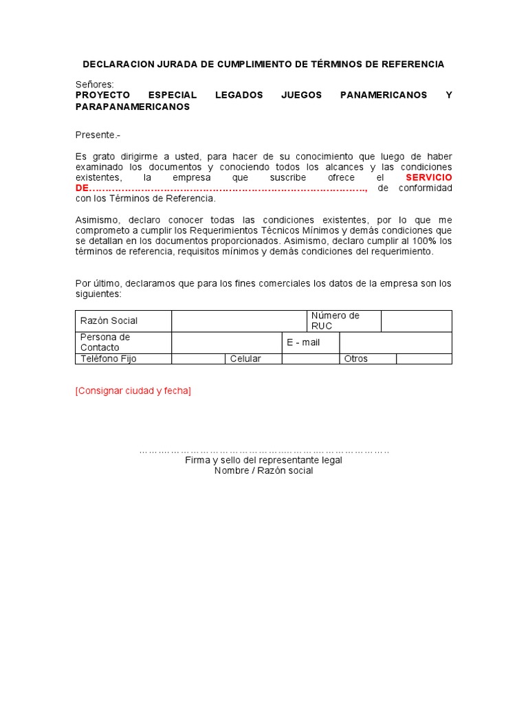 DJ Cumplimiento TDR | PDF | Derecho