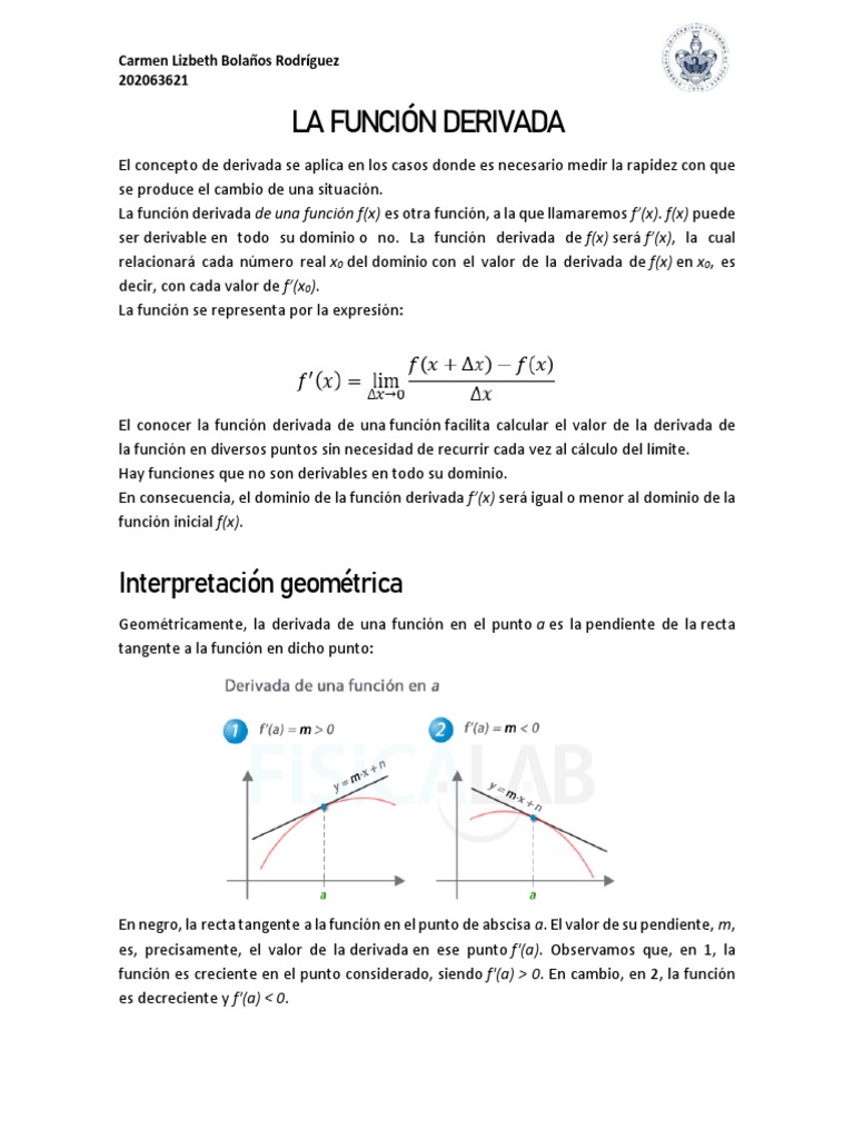 La Función Derivada | PDF | Derivado | Función (Matemáticas)