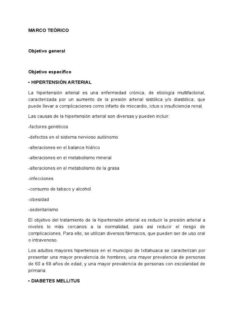 Marco Teórico 1 | PDF | Diabetes | Hipertensión Marco Teórico 1 | PDF | Diabetes | Hipertensión