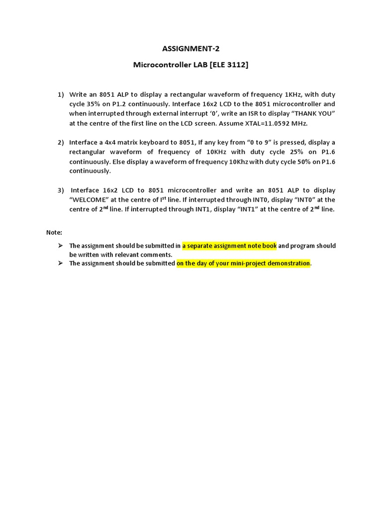 Assignment-2 Microcontroller LAB (ELE 3112) : ST ND ND | PDF